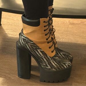 Shoes | Metallic Platform Boots | Poshmark